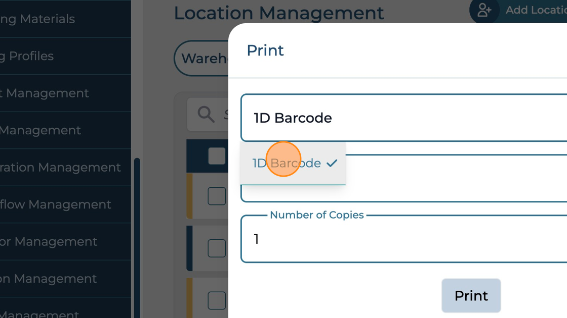 Location Management - Printing barcodes