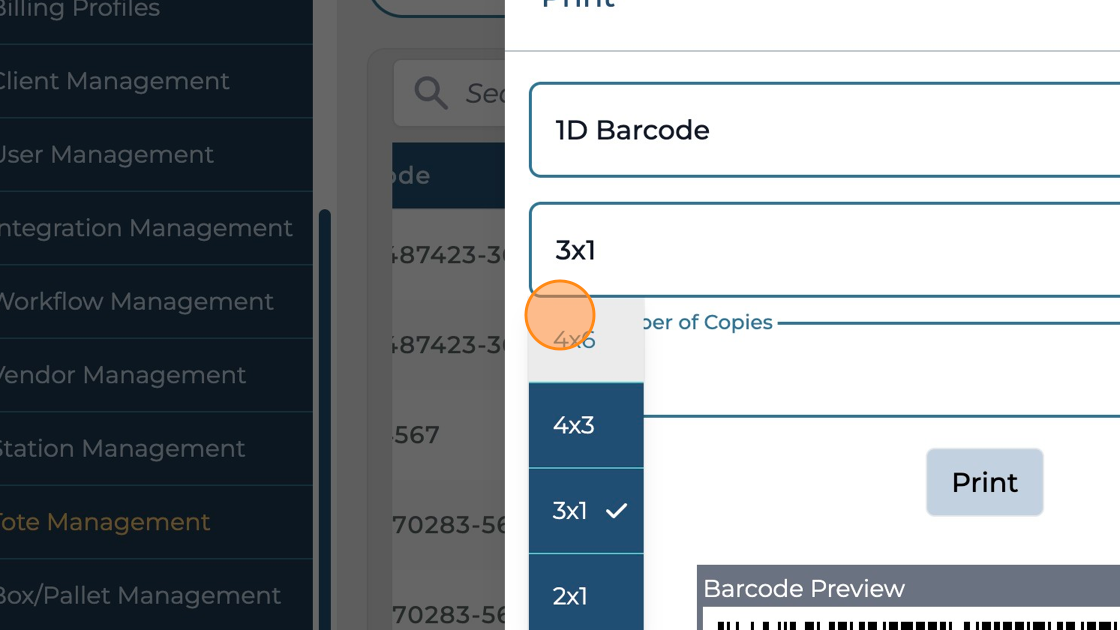 Tote Management - Printing barcodes