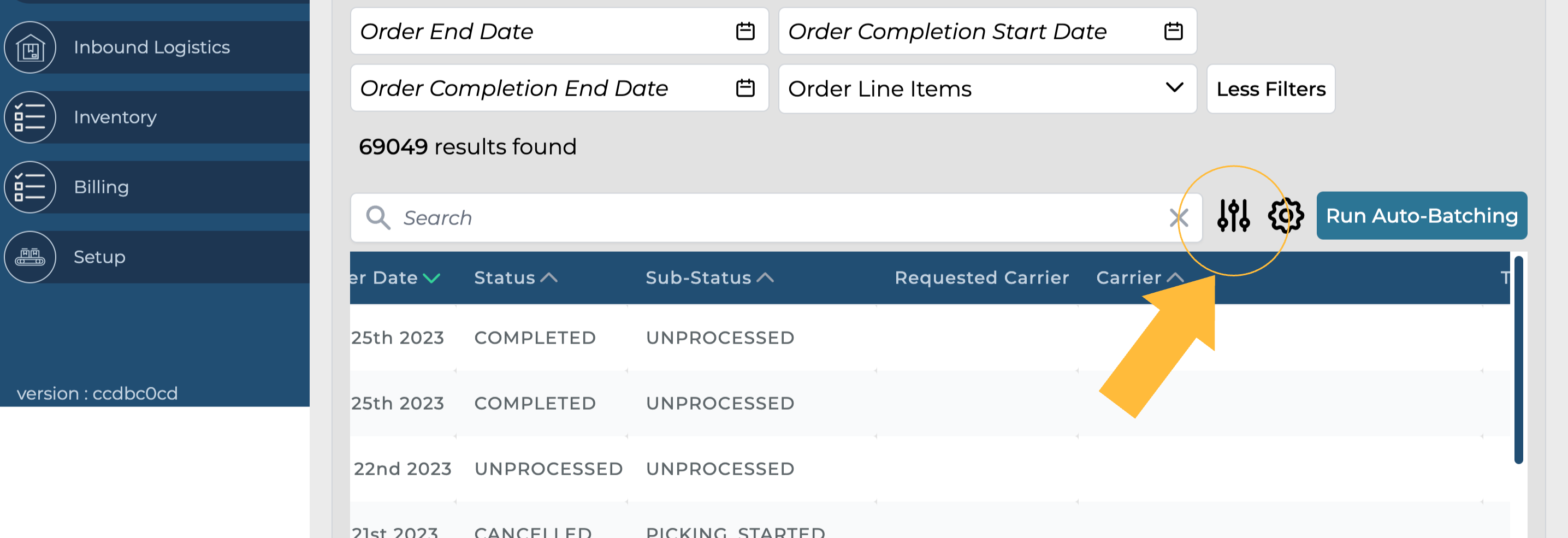 Column Reordering and Adjustment on Platform