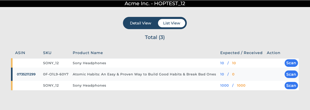 Scanning an Item Code During Receiving