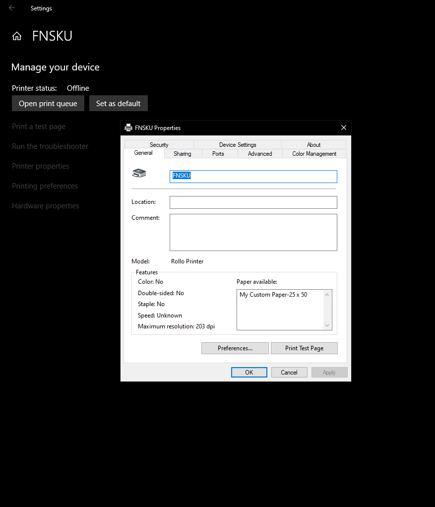 Thermal Printer Setup with Windows