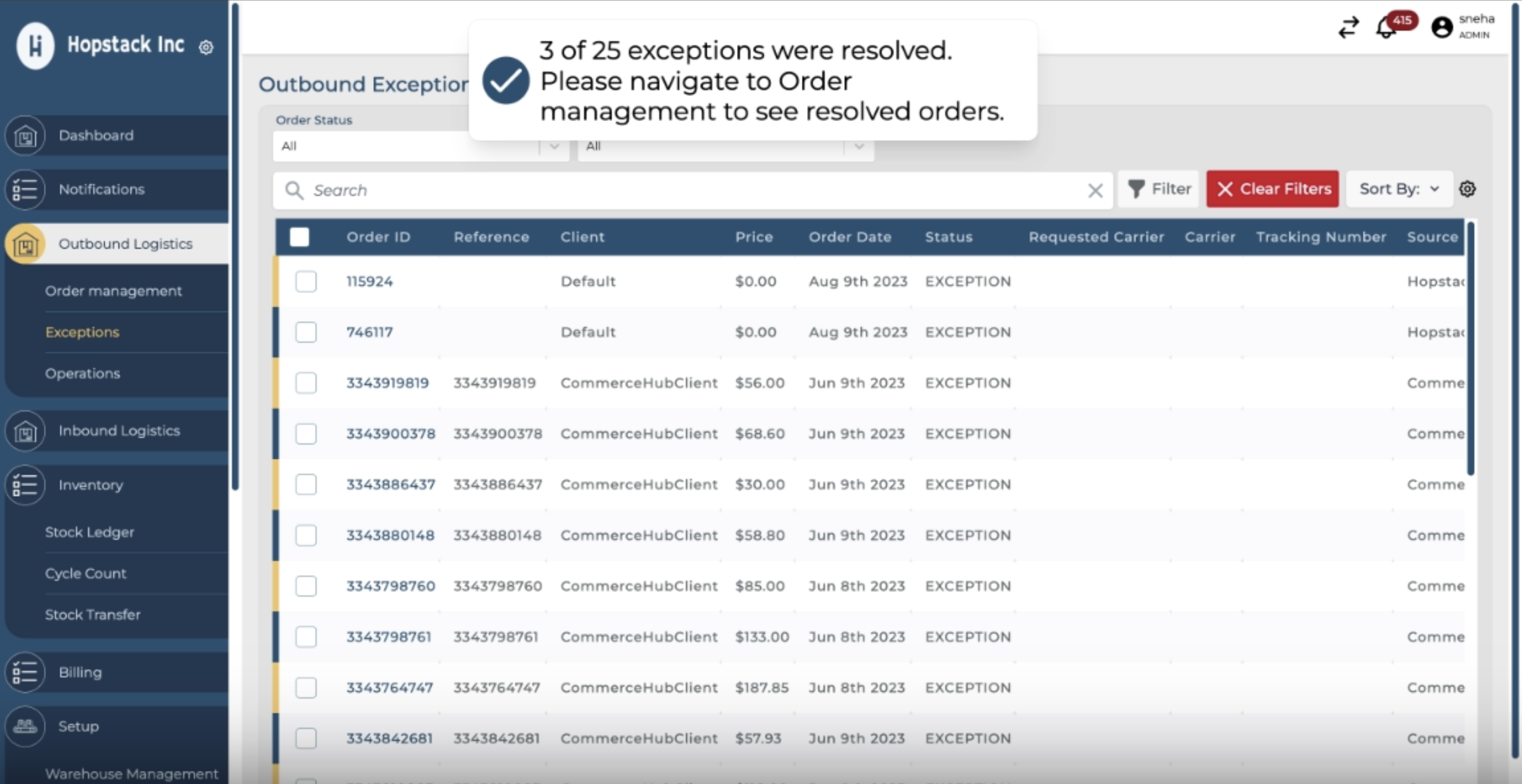 Bulk Resolve Exceptions