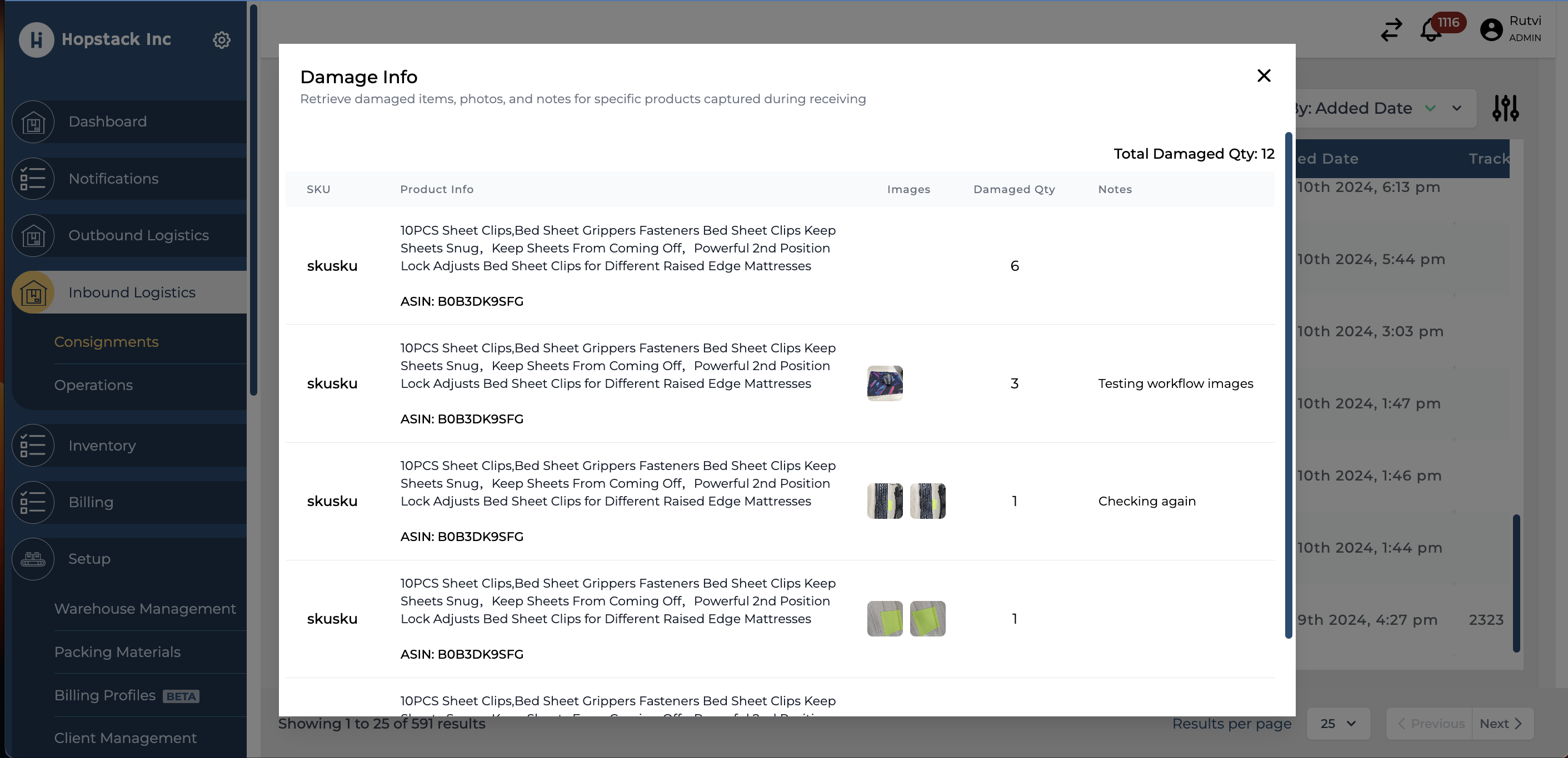 View Damaged Items During Consignment Receiving