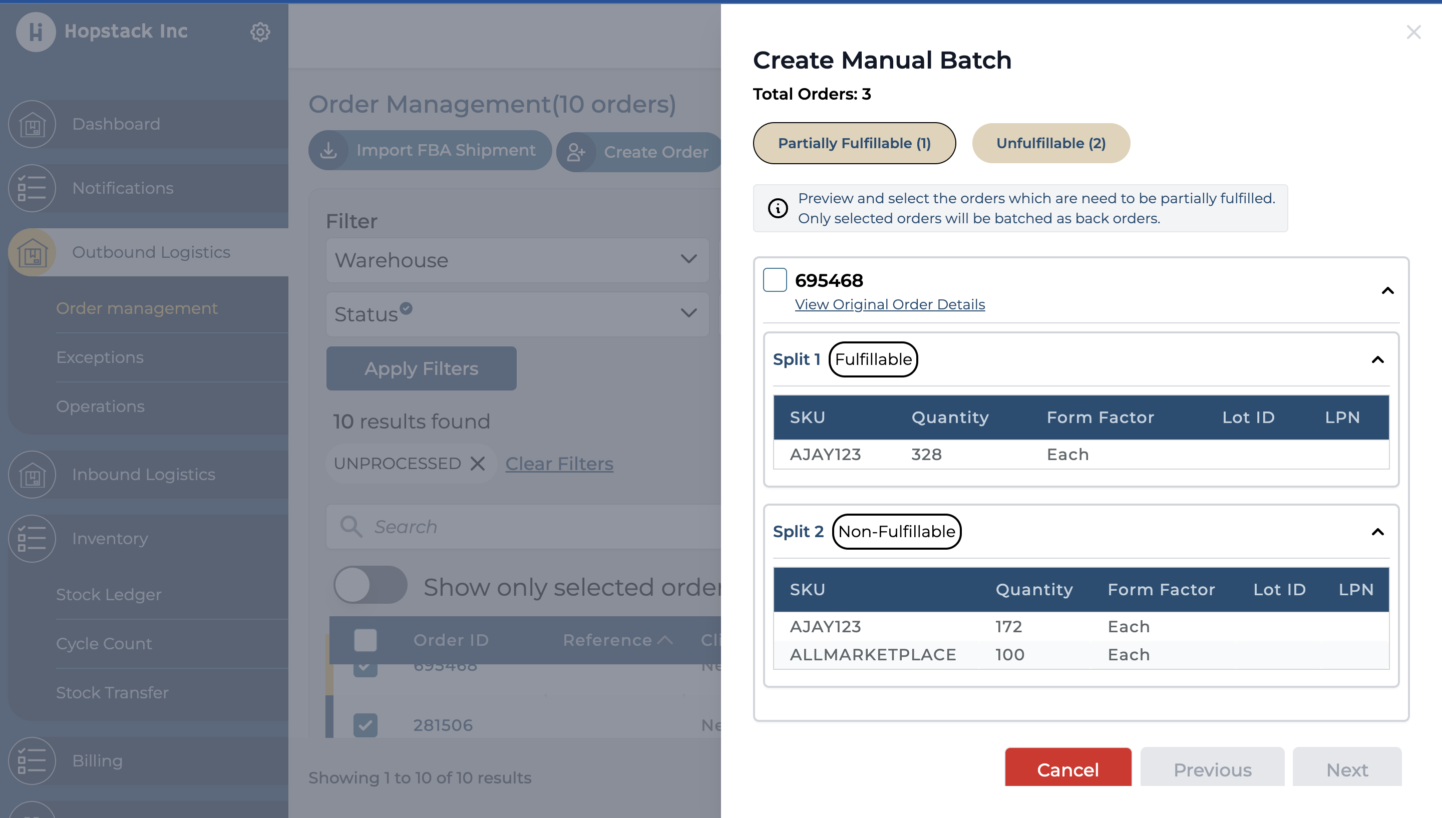 Enable Partial Fulfilment