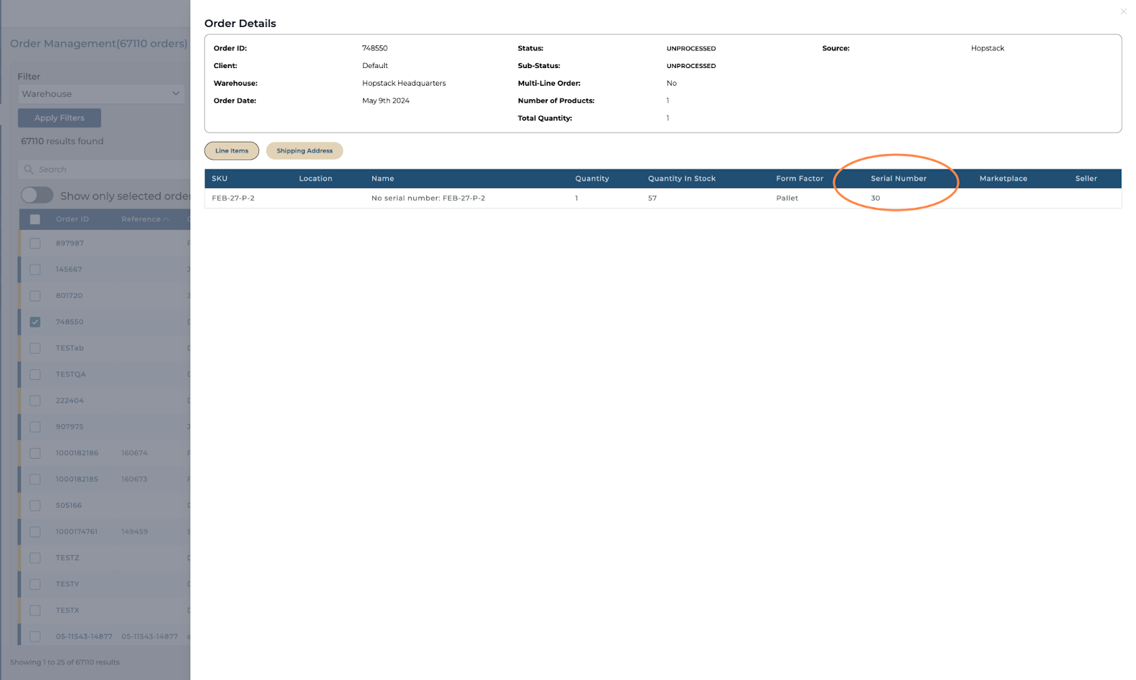 Outbound Order Serialization