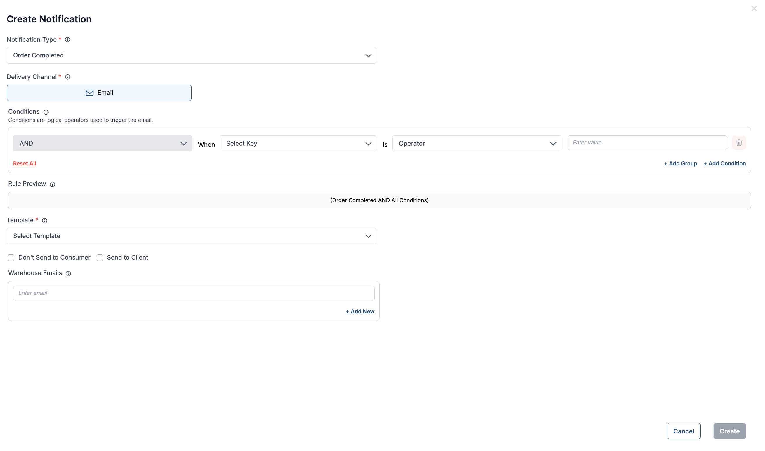 Notification Management - Carrier/ Shipping Rules